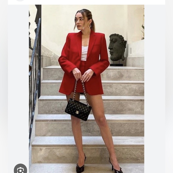 Zara | Jackets & Coats | Zara 2 Pieces Set Fitted Blazer With Pockets And Belt Loop Mini Skirt ...